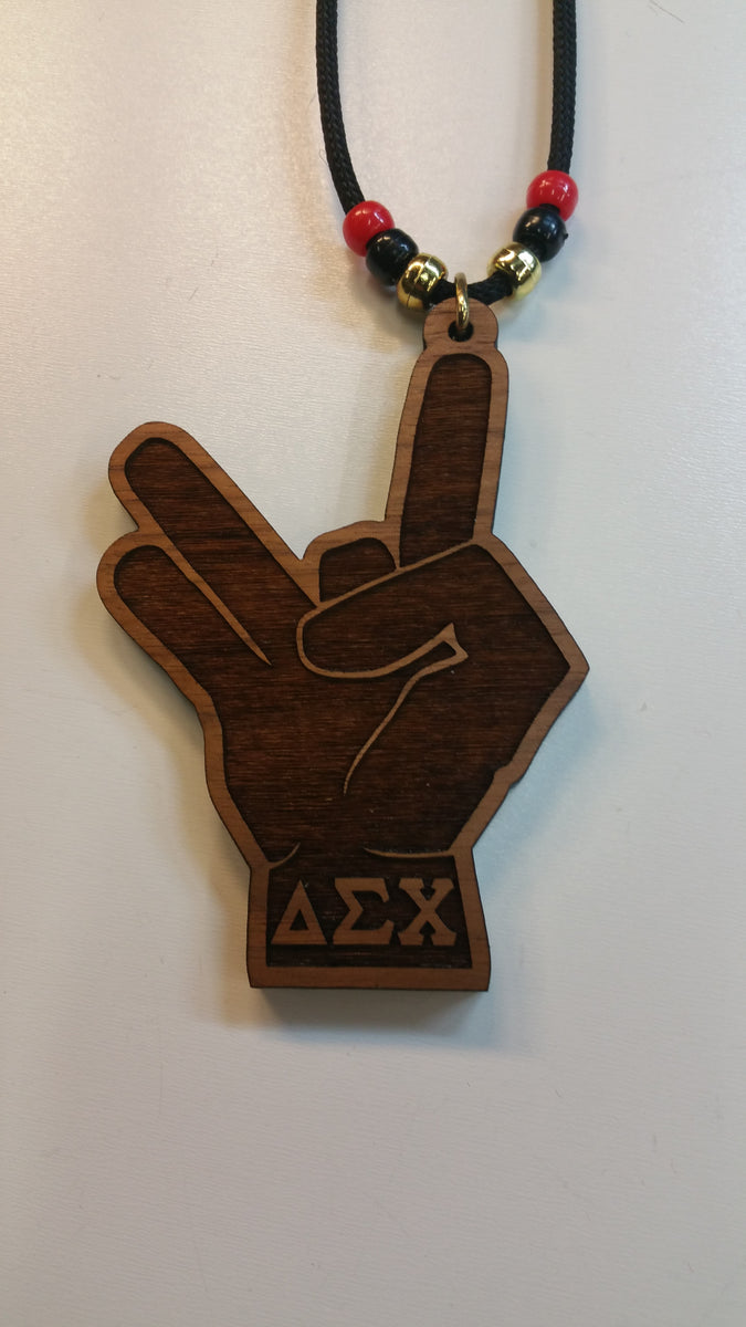 Delta Sigma Chi - Hand Sign Wood Tiki – Greek Apparel and Hobbies