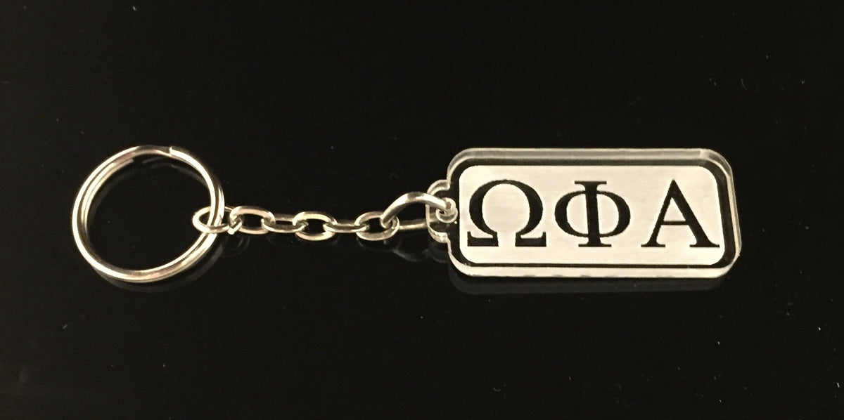 Omega Phi Alpha - Etched Rectangular Acrylic Keychain with Letters ...