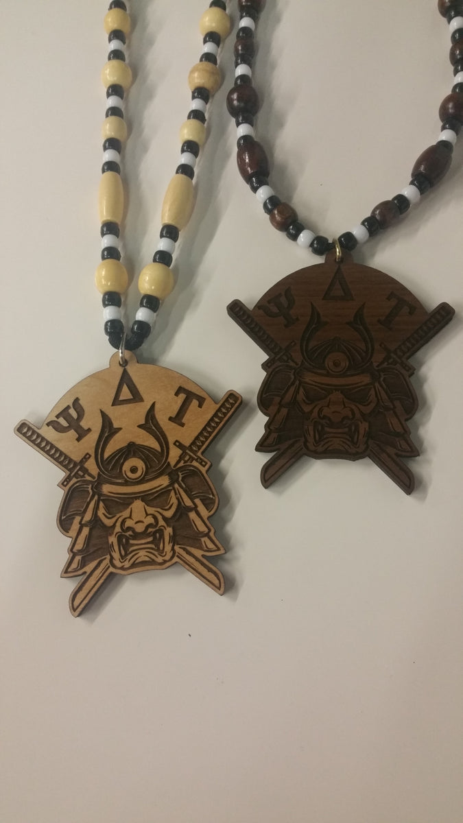 Psi Delta Tau - Samurai Tiki with Crossing Swords in Natural Lumber ...