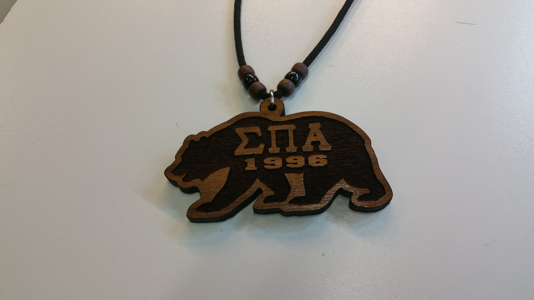 Sigma Pi Alpha - American Walnut Bear Tiki – Greek Apparel and Hobbies
